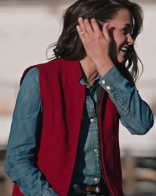Yellowstone S04 Kathryn Kelly Vest | Emily Red 6666 Vest
