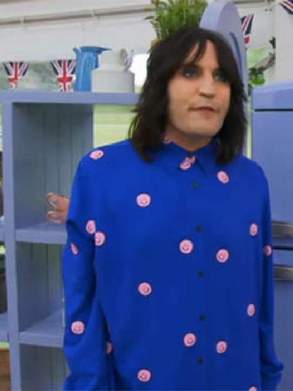 Bake Off Noel Fielding Smiley Face Blue Shirt - Hit Jacket